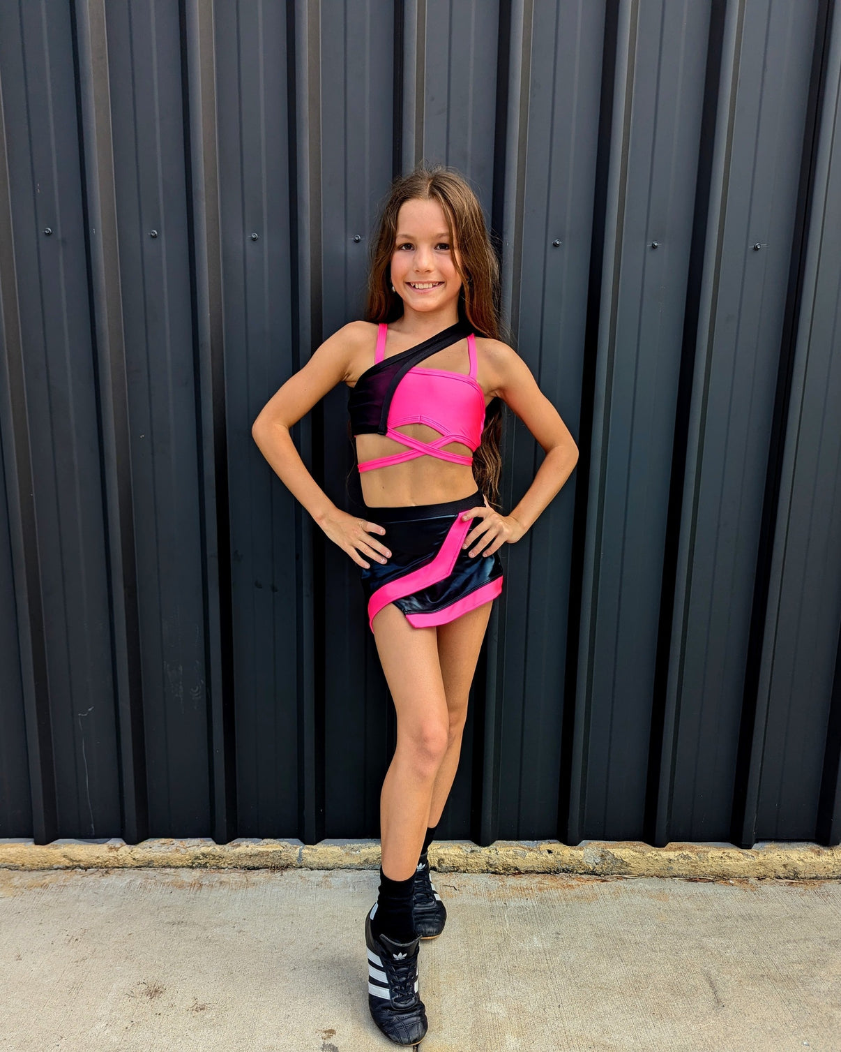 Sassy Side Skirt - Pink & Black – Dazzle Me Dancewear