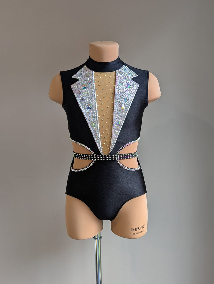 Rory Tuxedo Leotard - Decorated by DMDC – Dazzle Me Dancewear