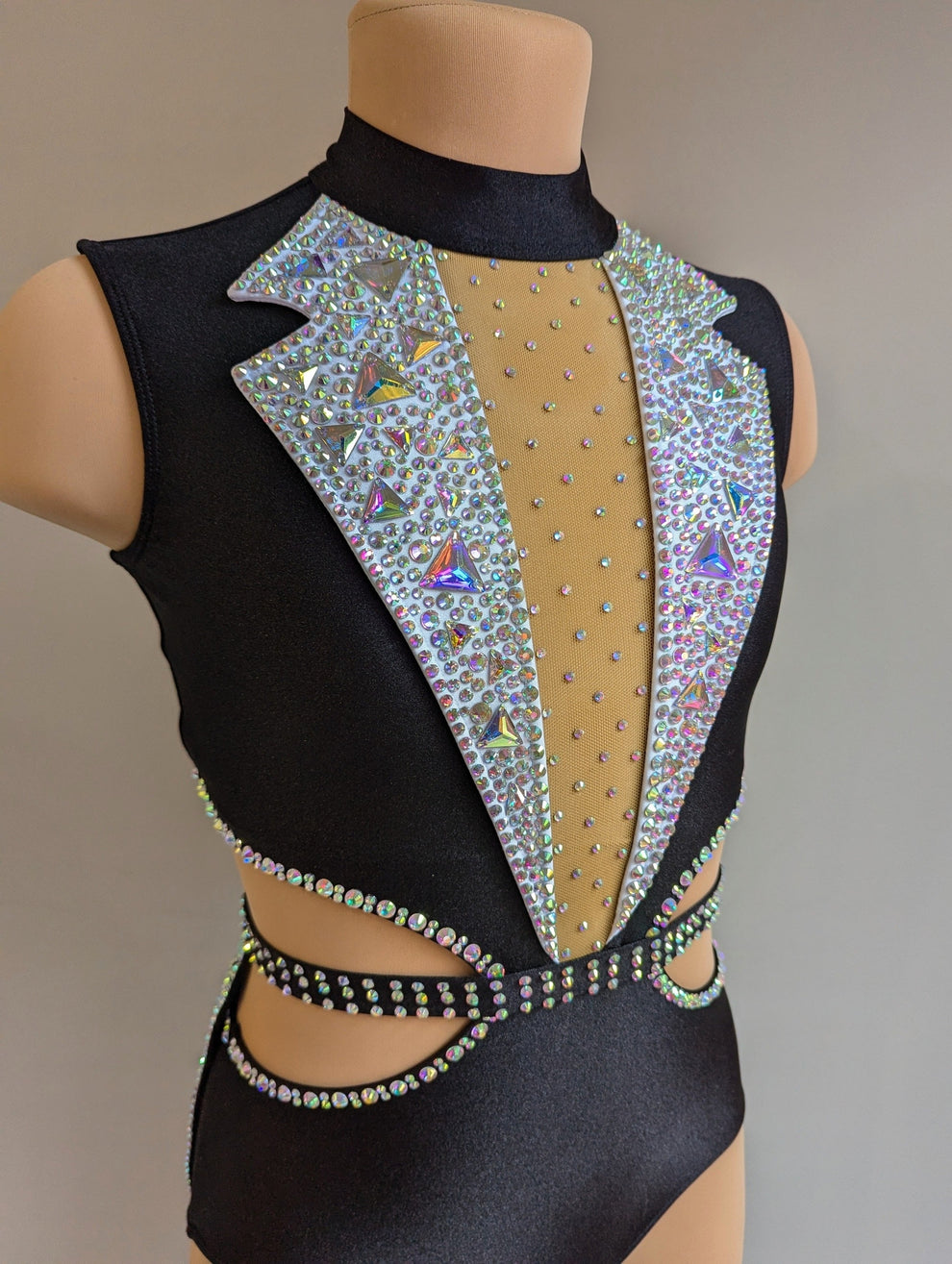 Rory Tuxedo Leotard - Decorated by DMDC – Dazzle Me Dancewear